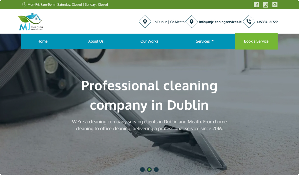 MJ Cleaning Services Case Study | Web Design Project for Cleaning Company | GalickiDigital